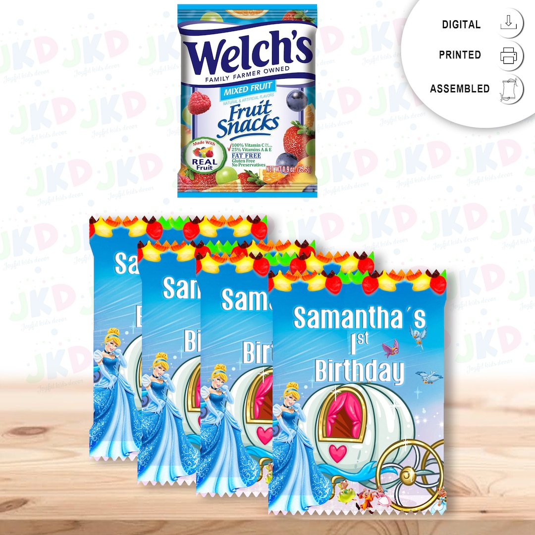 Cinderella Fruit Snack Label Sticker for Kids Birthday Party Favor ...