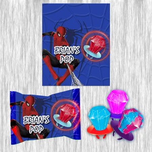 Spiderman Ring Pop Label Sticker for Birthday Party Candy Favor ...