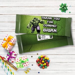 Hulk Candy Bar Labels | Self-editing | Instant Download - Etsy