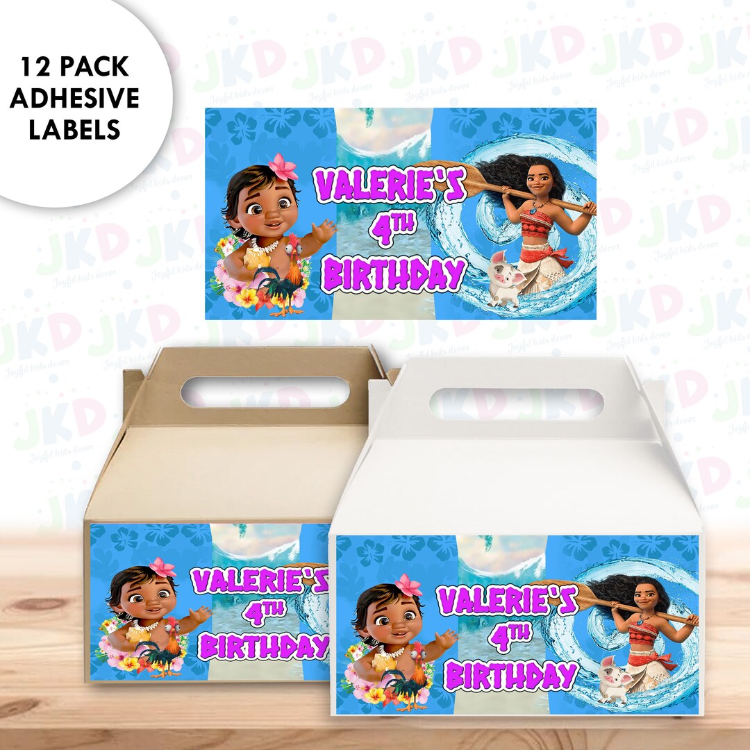 Moana Gable Box Labels | 12-pack Stickers | Size 6x3.25in - Etsy
