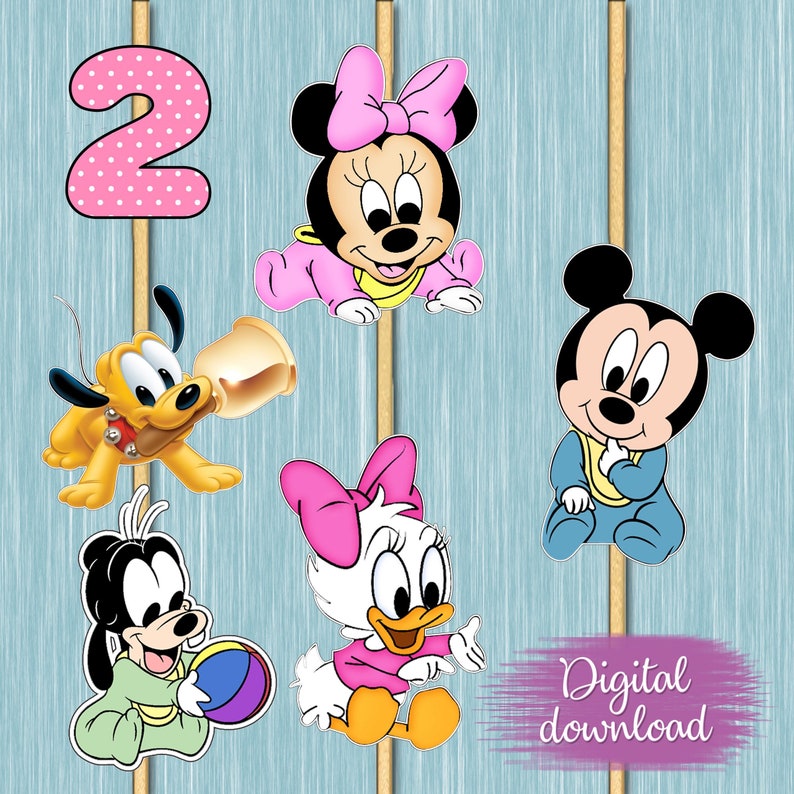 Baby Mickey and Friends Cake Topper Images Party Decoration - Etsy