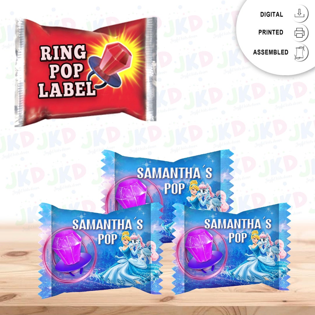 Cinderella Ring Pop Label Sticker for Birthday Party Candy Favor ...