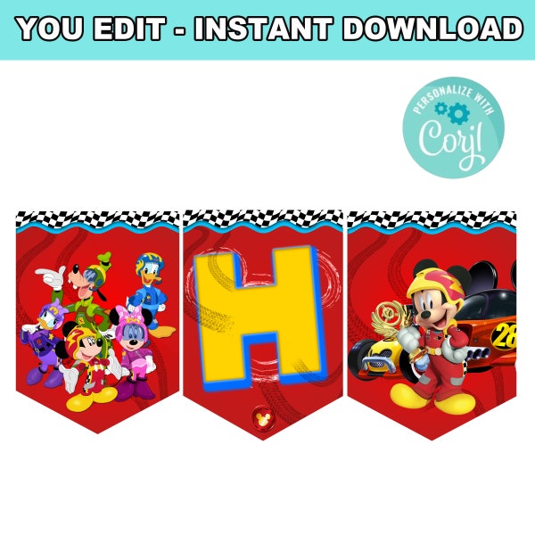 Mickey Mouse Racers Banner - Etsy