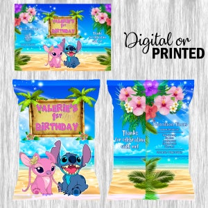Stitch Chip Bags Label for Kids Birthday Party Favor Decor, Stickers or ...