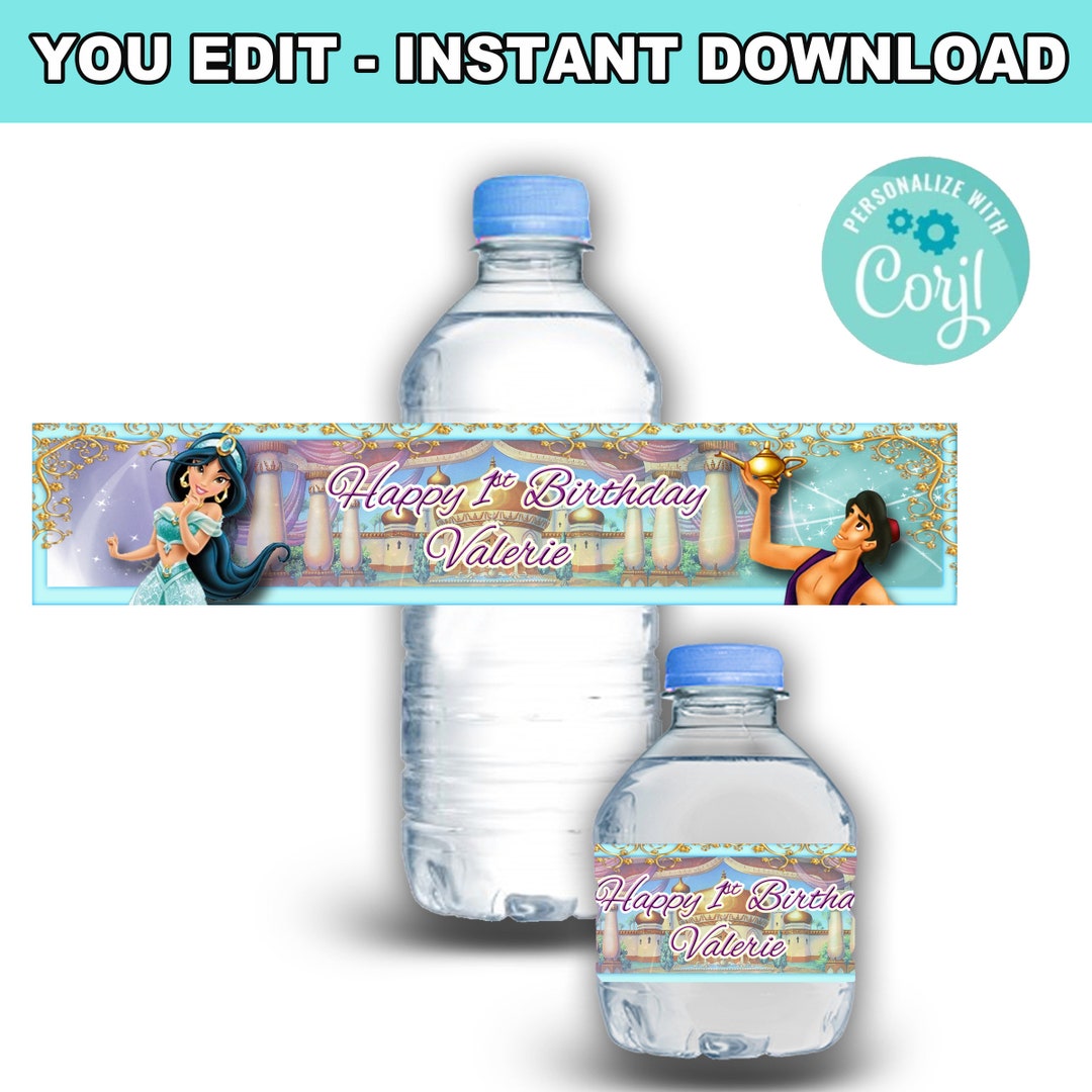 Jasmine Water Bottle Labels | Self-editable Instant Digital Download - Etsy
