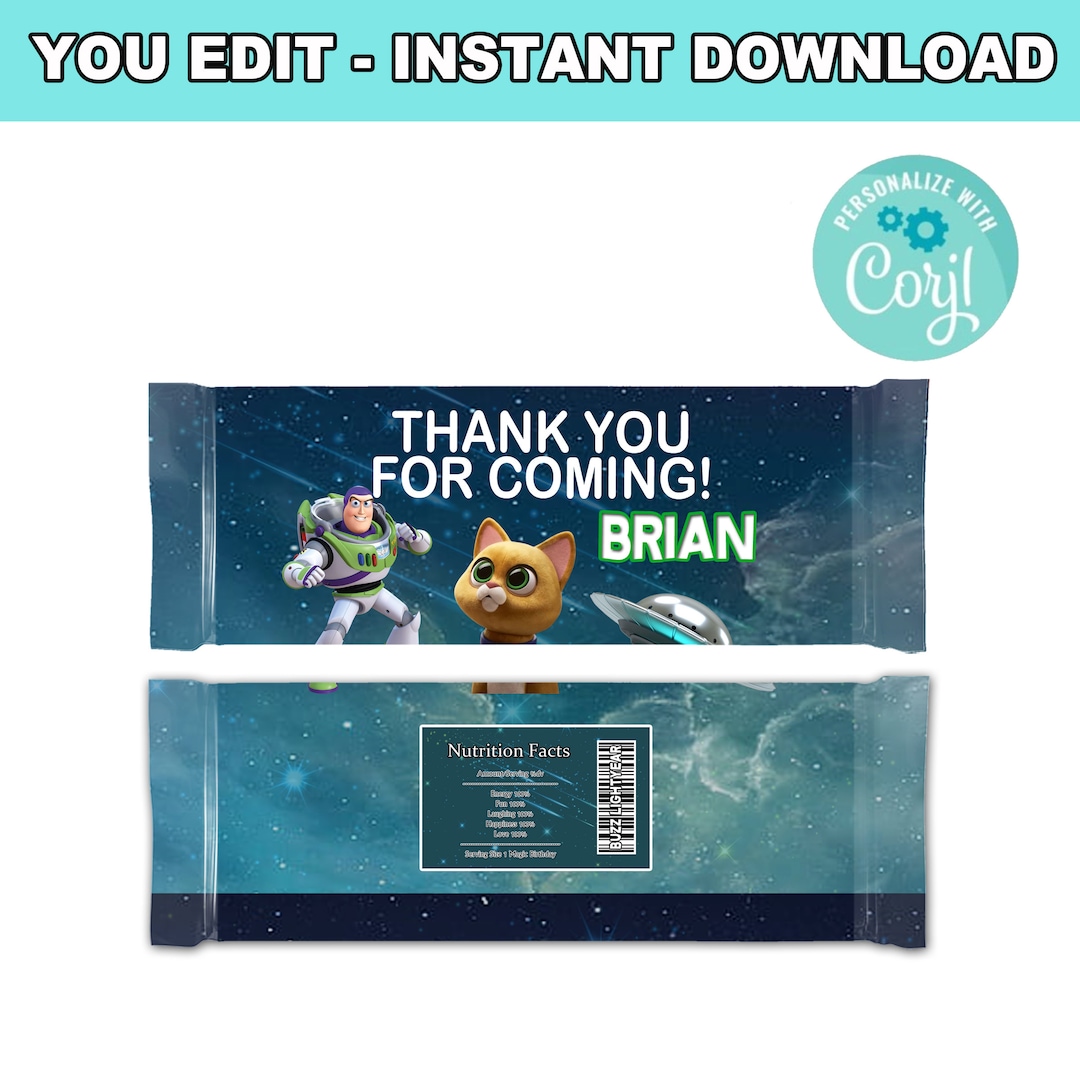 Buzz Lightyear Candy Bar Labels | Self-editing | Instant Download - Etsy