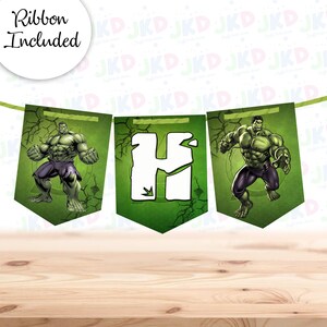 Hulk Birthday Banner for Wall Party Decor Customized With Ribbon ...