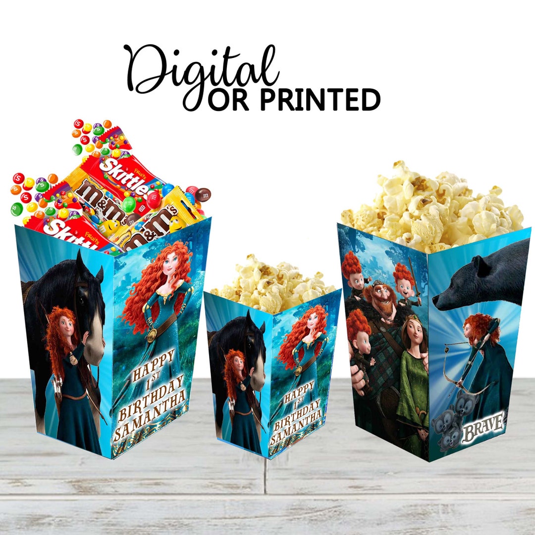 Brave Popcorn Box for Birthday Party Candy Snack Favor - Digital and ...