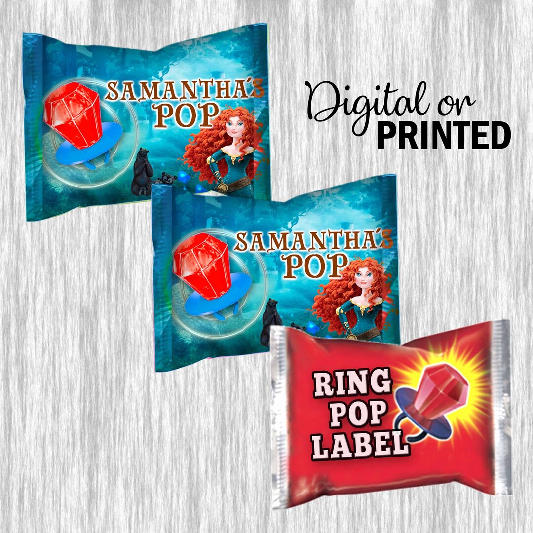 Brave Ring Pop Label Sticker for Birthday Party Candy Favor - Digital ...