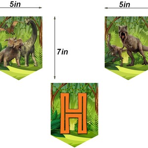 Dinosaurs Birthday Banner for Wall Party Decor Customized With Ribbon ...