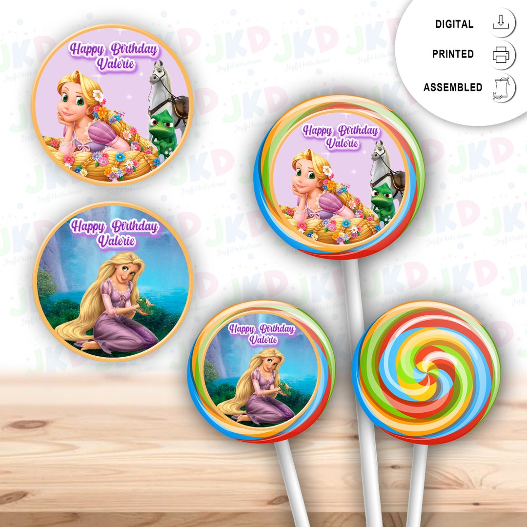 Tangled Stickers for Birthday Party Decor Lollipops Candy Favors| 12 ...