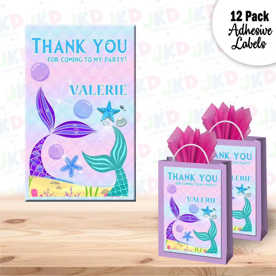 Mermaid Tail Gift Favor Bag Labels | 12-pack Stickers | Size 8x5in - Etsy