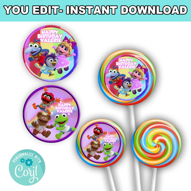 Muppet Babies Round Stickers Instant Download Editable - Etsy