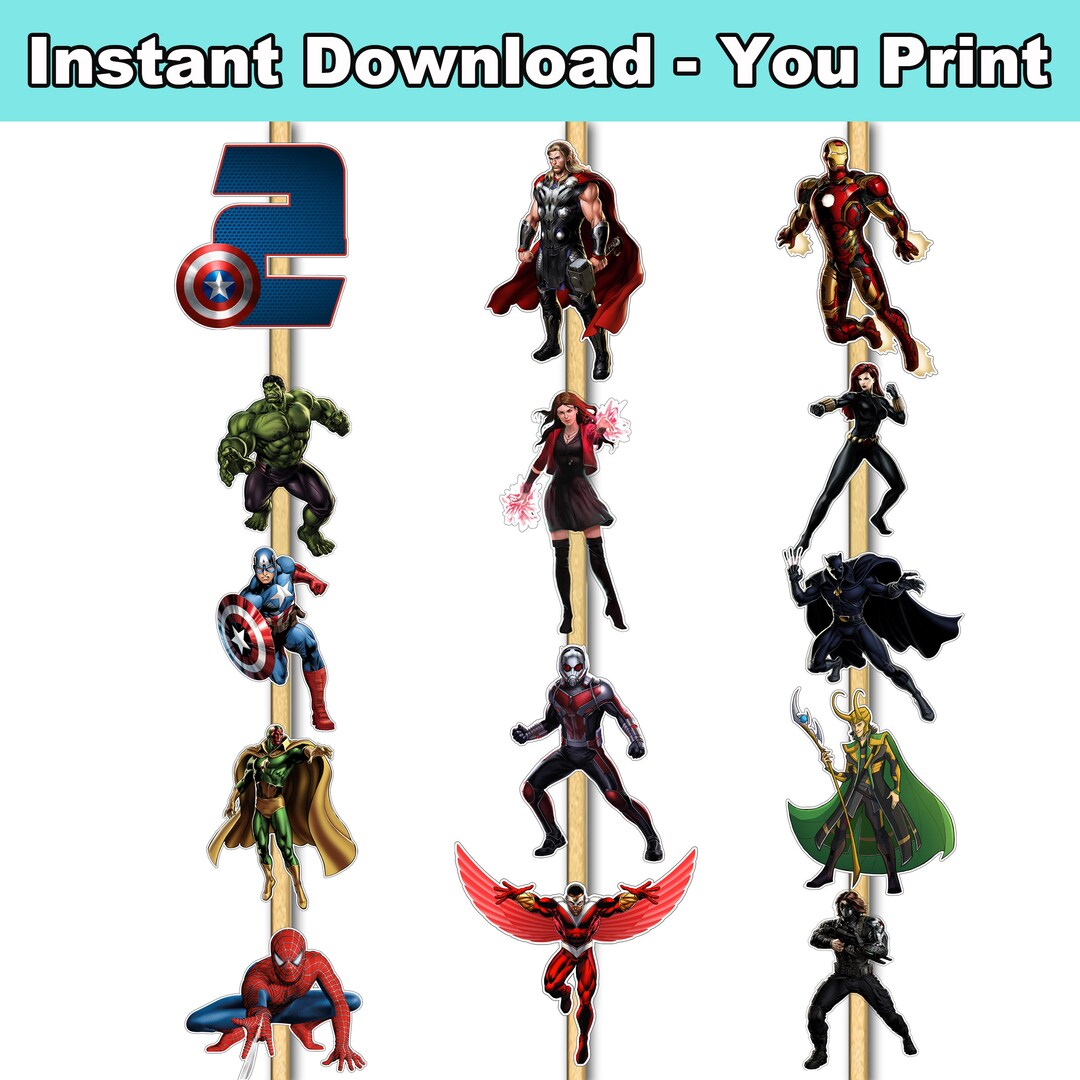 Avengers Cake Topper Images Party Decoration YOU PRINT - Etsy