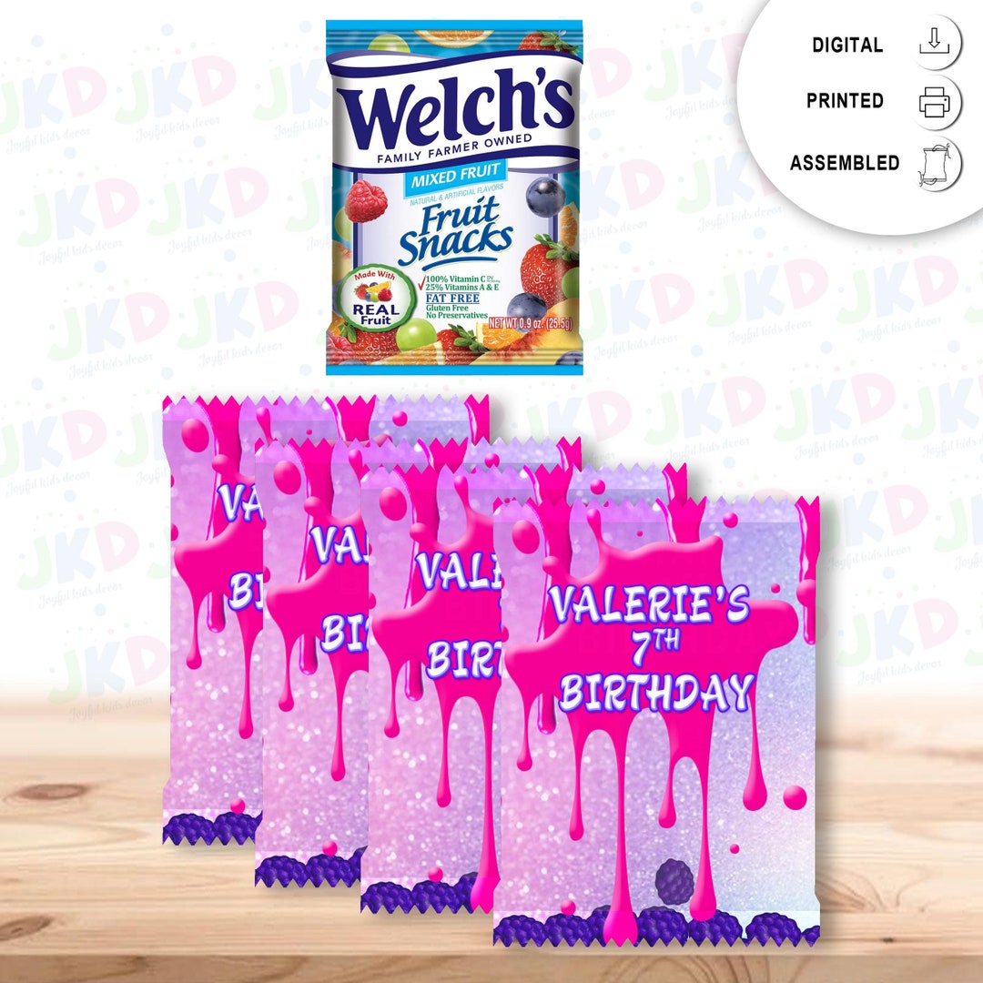 Slime Fruit Snack Label Sticker for Kids Birthday Party Favor Decor ...