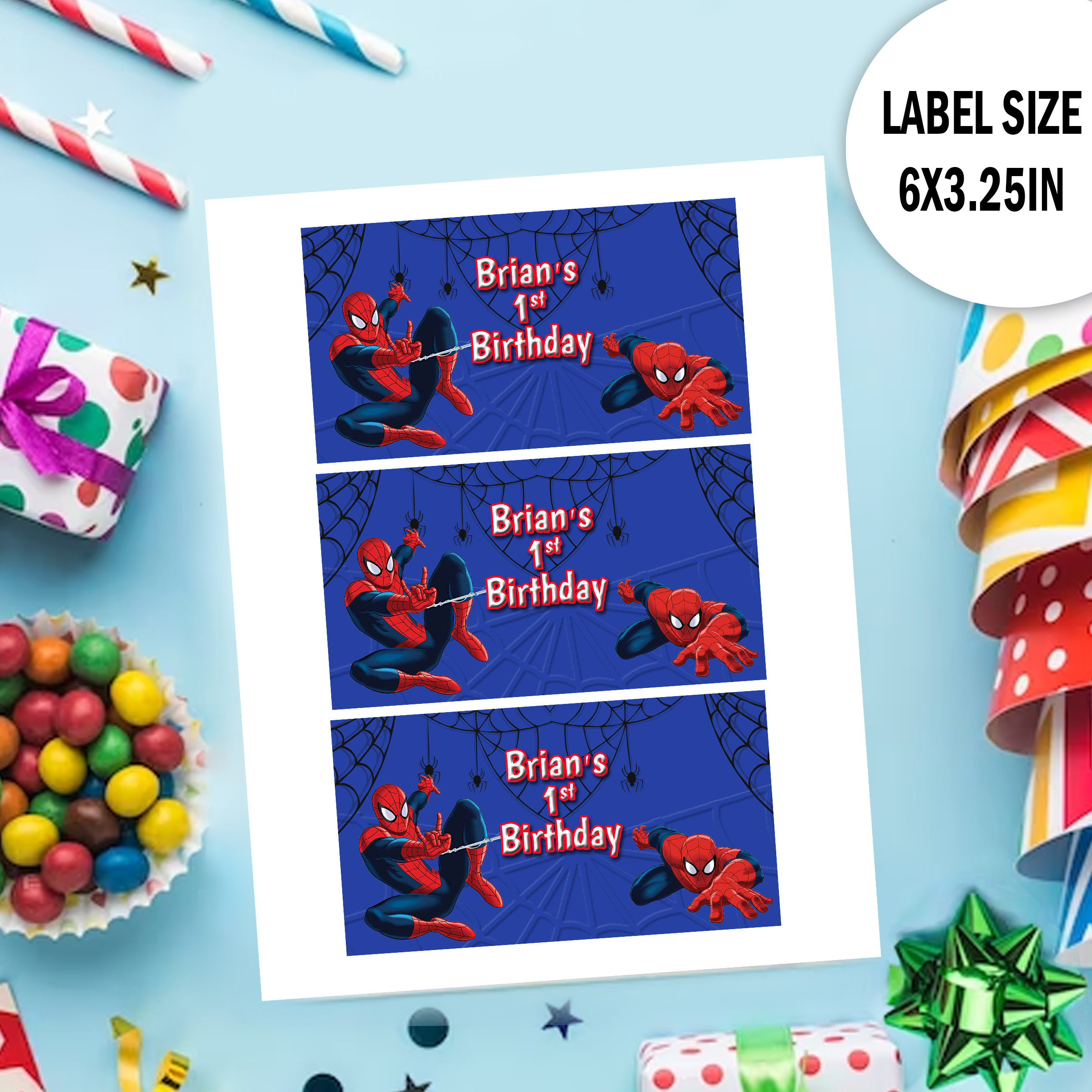 Spiderman Gable Box Label Self-editing Instant Download - Etsy