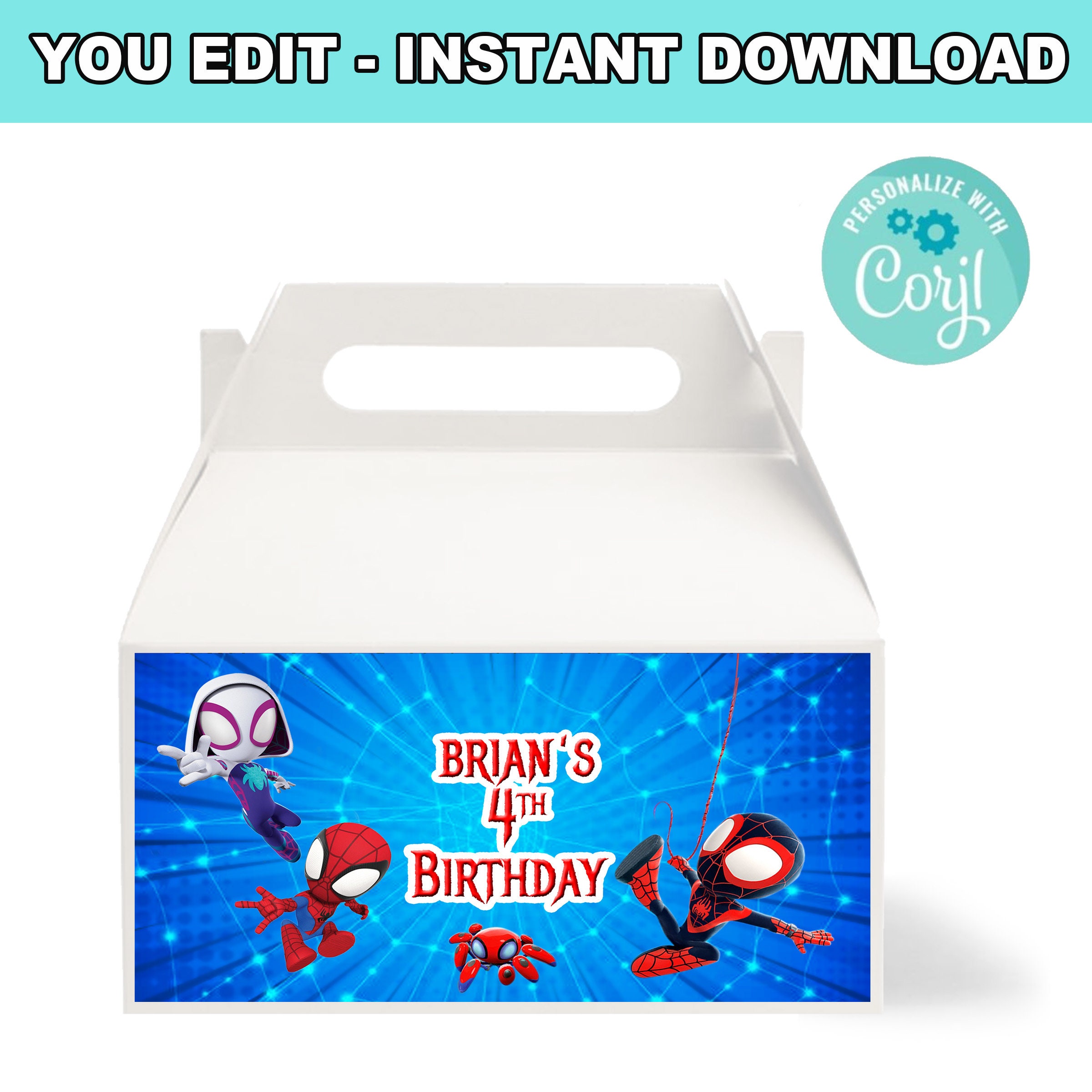 Spidey Gable Box Label | Self-editing | Instant Download - Etsy