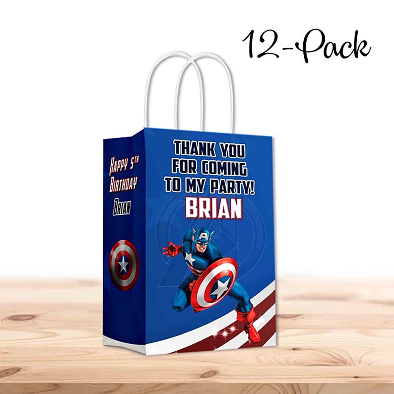 Captain America Bags With Handles for Kids Gift Favor Birthday Party ...