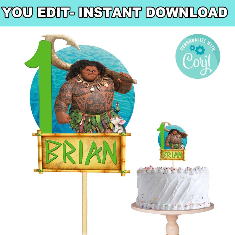 Maui Cake Topper | Self-editing | Instant Download - Etsy