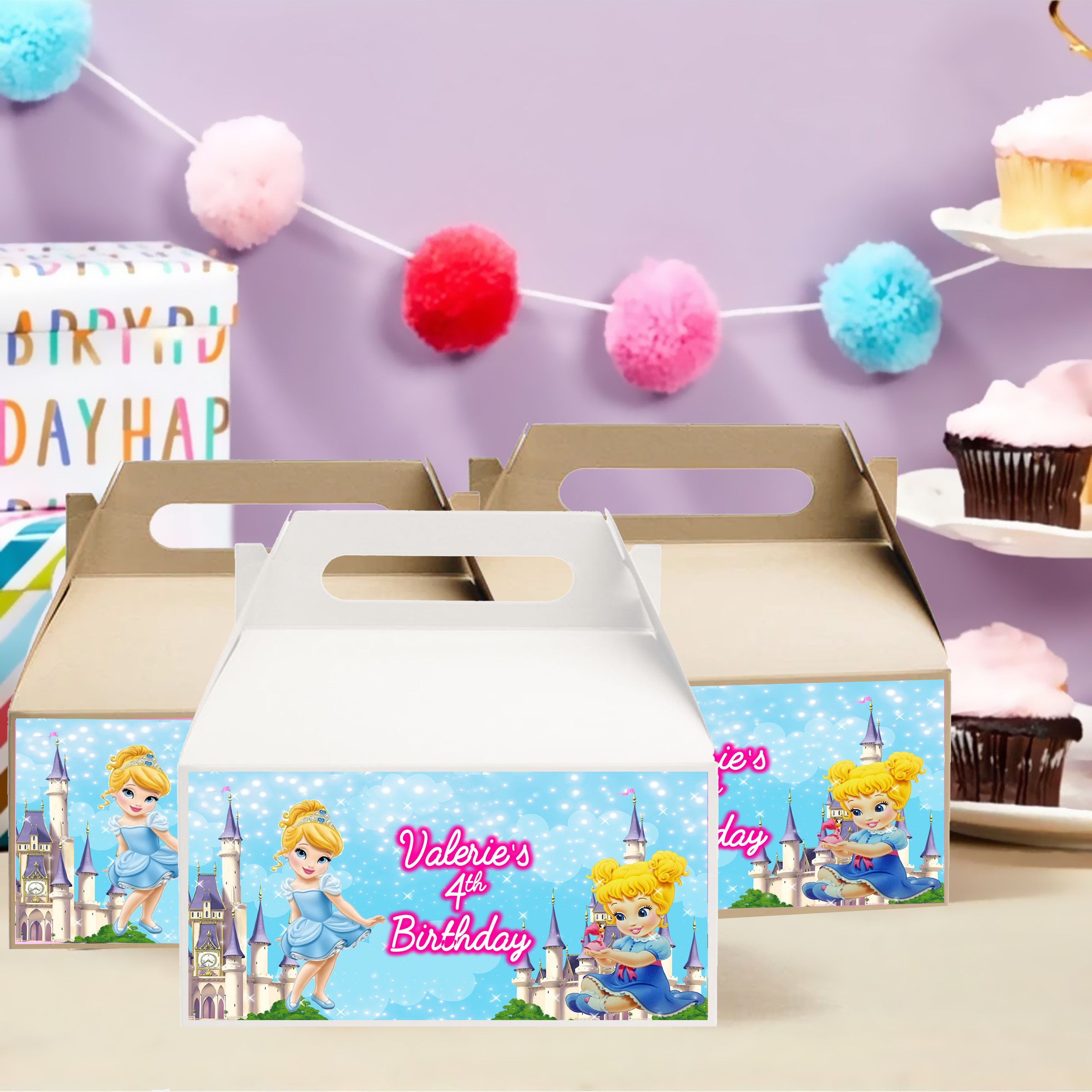 Baby Cinderella Gable Box Label | Self-editing | Instant Download - Etsy
