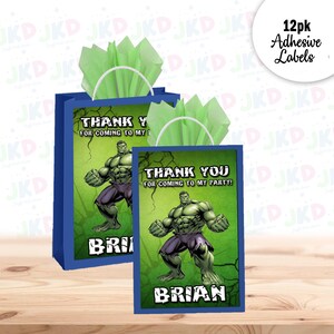 Hulk Gift Favor Bag Labels | 12-pack Stickers | Size 8x5in - Etsy