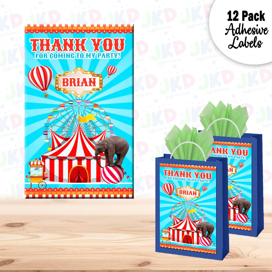 Circus Gift Favor Bag Labels | 12-pack Stickers | Size 8x5in - Etsy