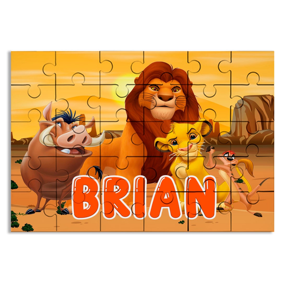 Lion King Puzzle With Name Kids Jigsaw Gift Son Daughter Birthday ...