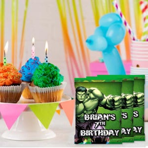 The Incredible Hulk Fruit Snack Label Sticker for Kids Birthday Party ...