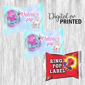 Unicorn Fairy Ring Pop Label Sticker for Birthday Party Candy Favor ...