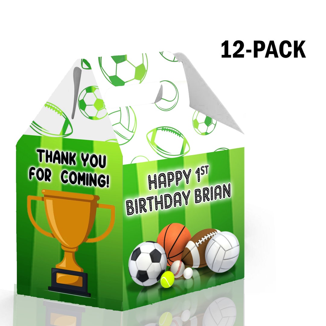 Sports Candy Gable Box for Birthday Party Favors 12 Pack - 4.4x4.5in - Etsy