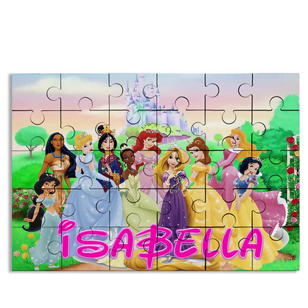Princesses Puzzle With Name Kids Jigsaw Gift Son Daughter Birthday ...