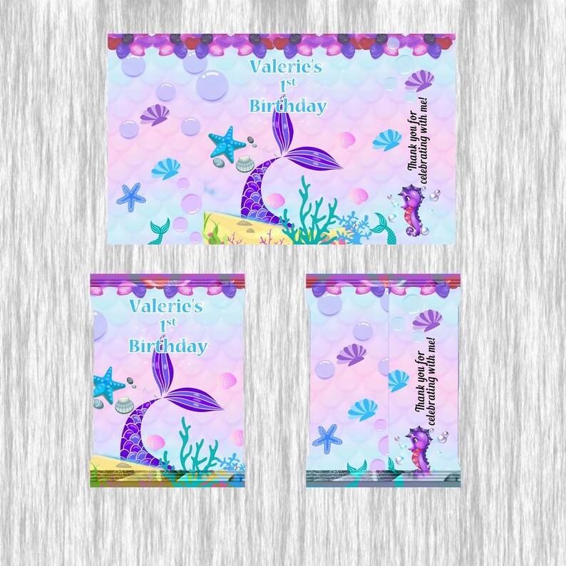 Mermaid Tail Fruit Snack Wrapper Labels Instant Download Self-editable ...
