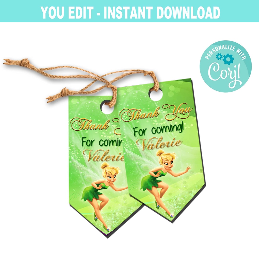 Tinker Bell Favor Tags | Instant Digital Download | Self-editing - Etsy