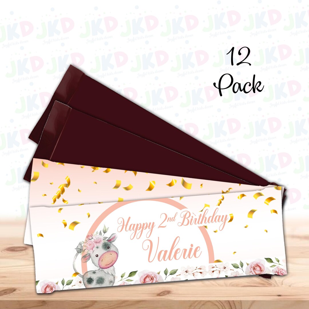 Cow Candy Bar Labels for Party Decor Chocolate Birthday Favor | 12-pack ...