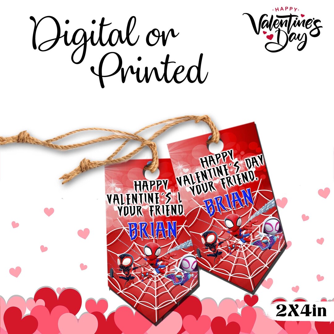 Spidey Valentine’s Day Gift Tags - Digital or Printed - Etsy
