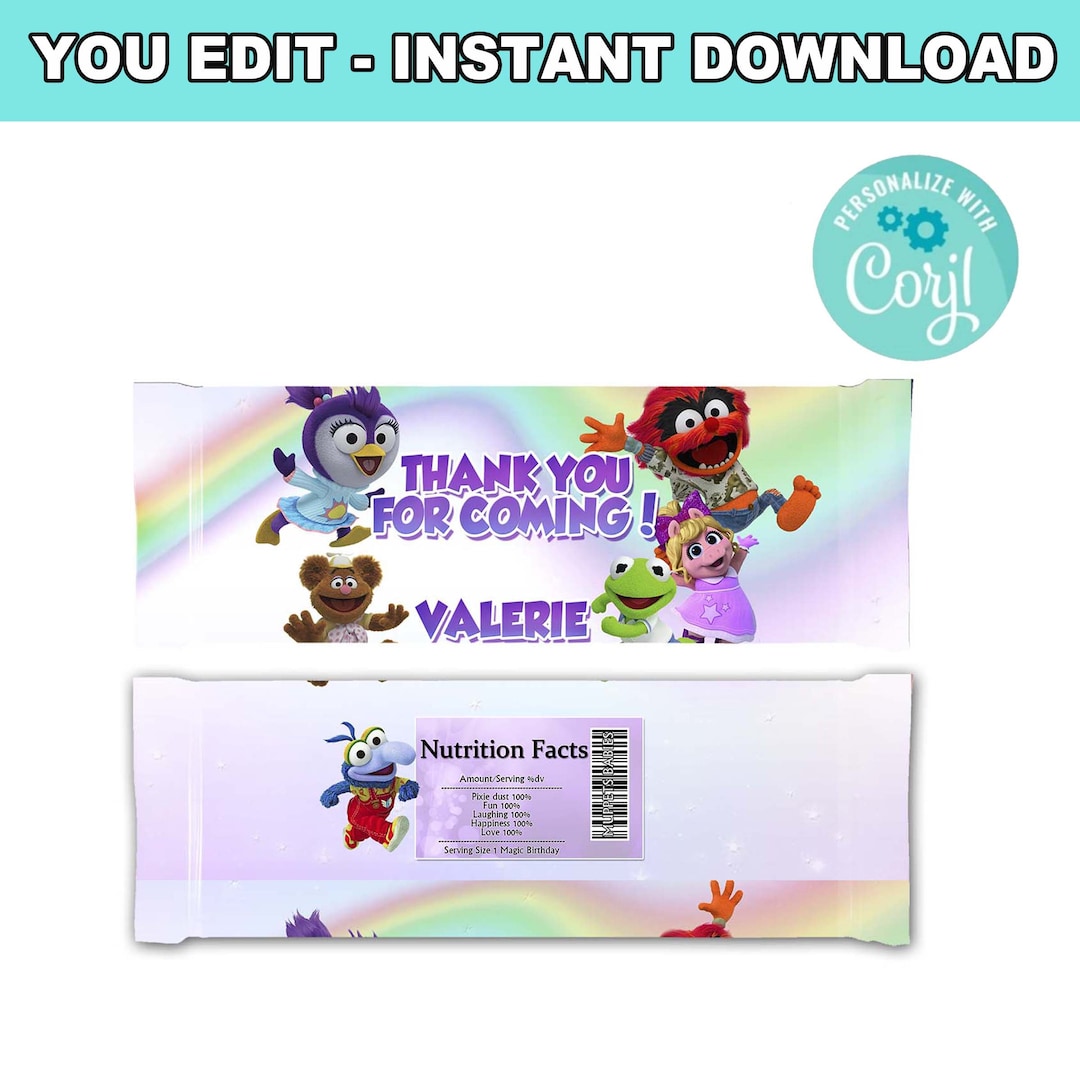Muppet Babies Candy Bar Labels | Self-editing | Instant Download - Etsy