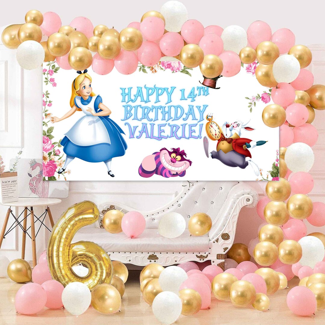 Alice in Wonderland Birthday Banner Weatherproof Vinyl for Party Decor ...
