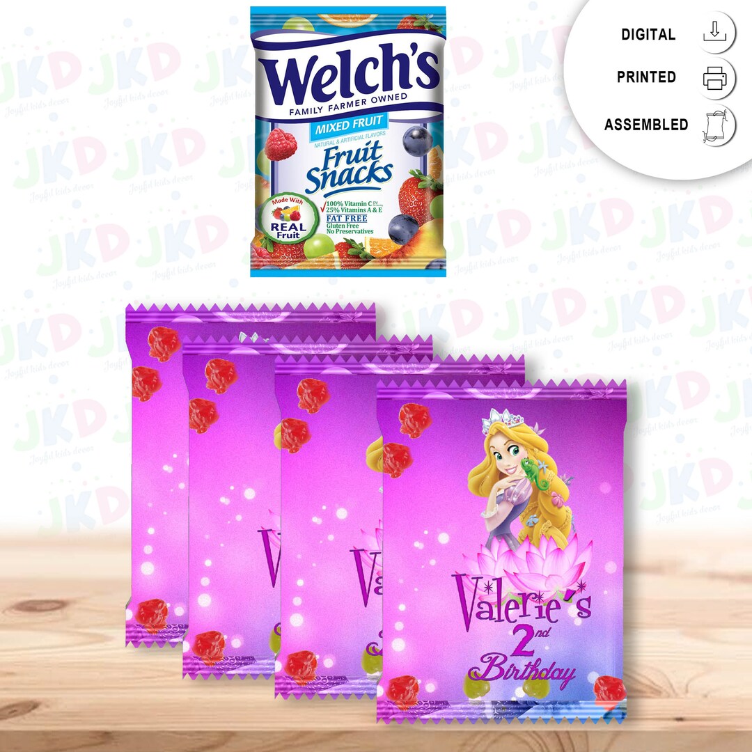 Tangled Fruit Snack Label Sticker for Kids Birthday Party Favor Decor ...