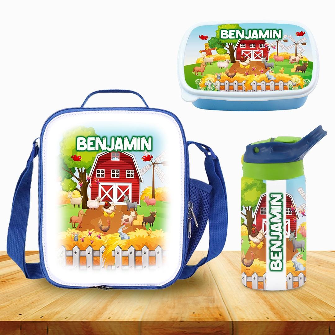 Custom School Kids Bundle Insulated Lunch Bag Snack Box Sippy Cup ...