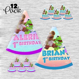Muppet Babies Party Hats for Kids Birthday Favor 12pack Customized pink ...