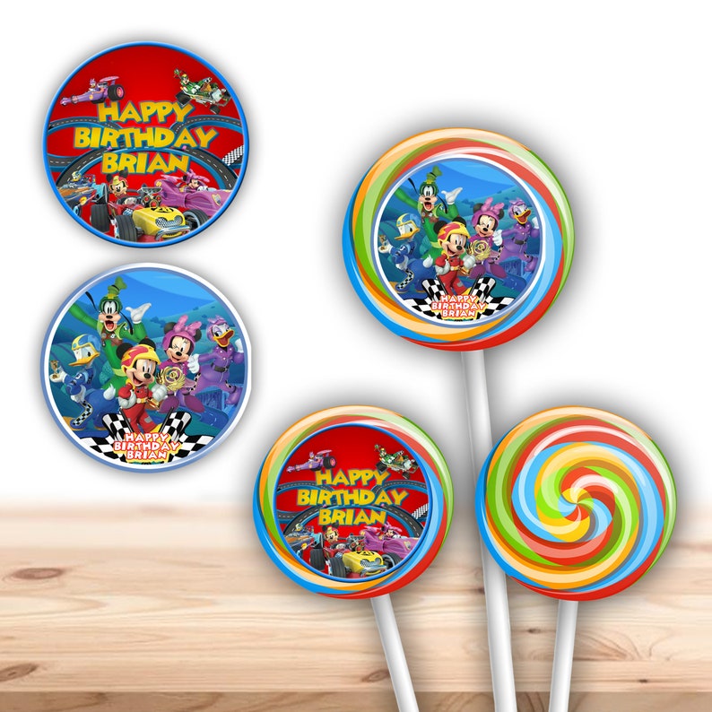 Mickey Mouse Roadster Racers Round Stickers Instant Download - Etsy