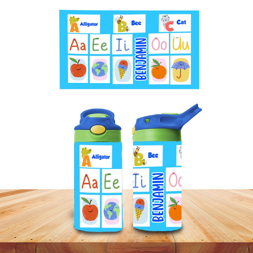 Custom Kids Water Bottle Personalized Toddler Insulated Tumbler 12oz ...