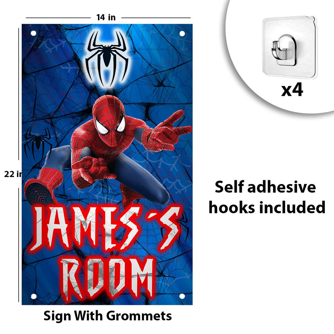Spiderman Vinyl Door Sign 14x22in Customizable - Etsy