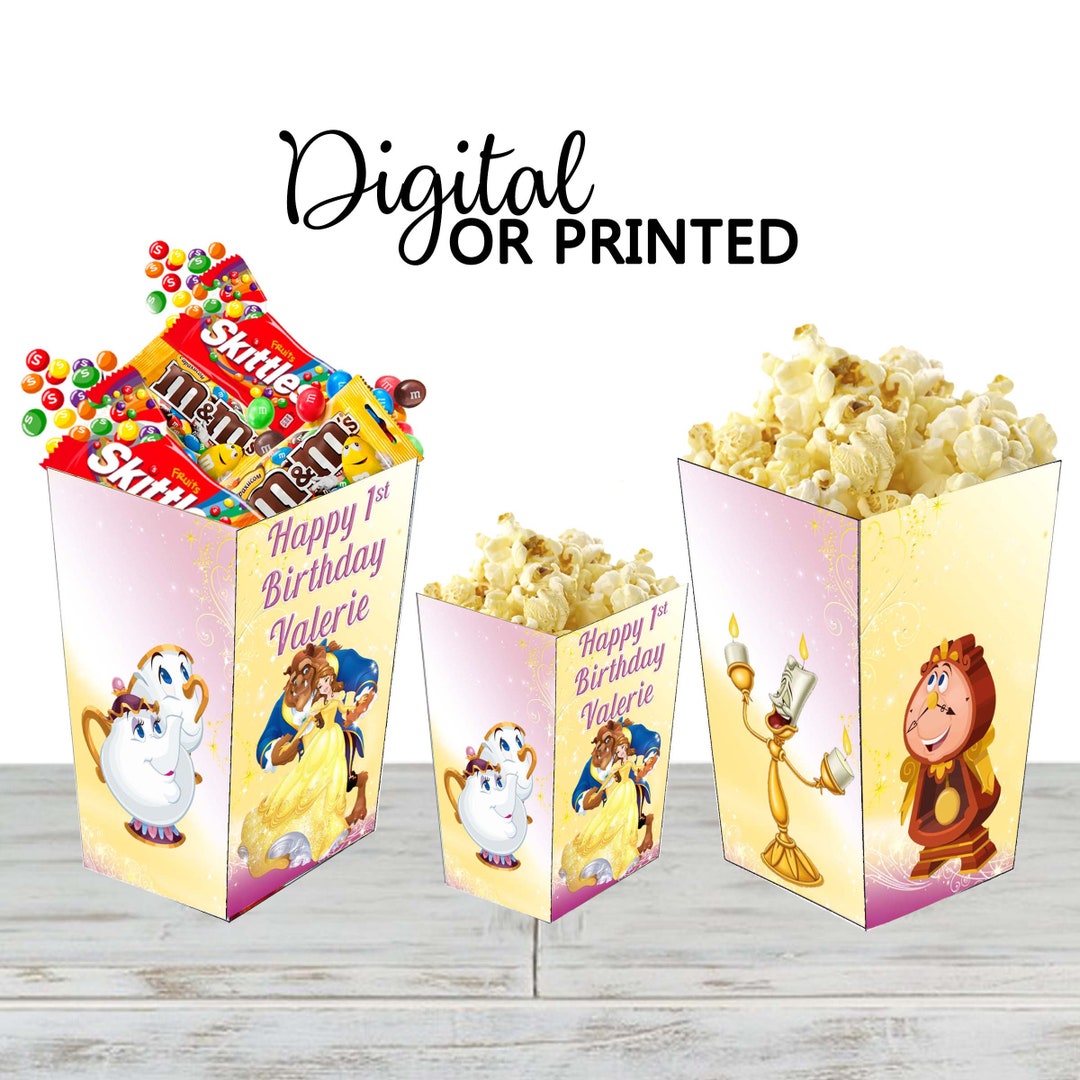 Beauty and the Beast Popcorn Box for Birthday Party Candy Snack Favor ...