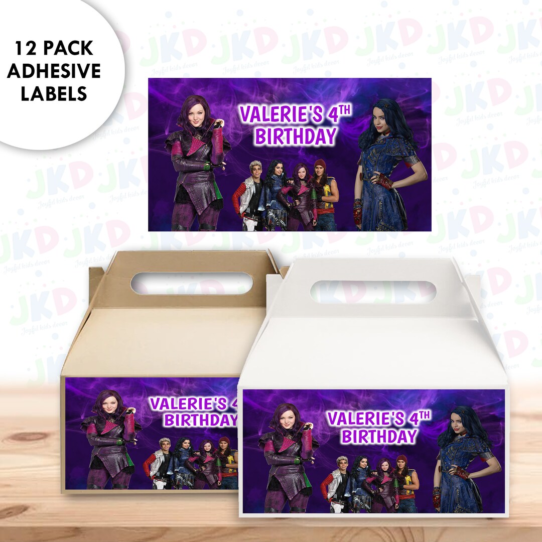 Descendants Gable Box Labels | 12-pack Stickers | Size 6x3.25in - Etsy