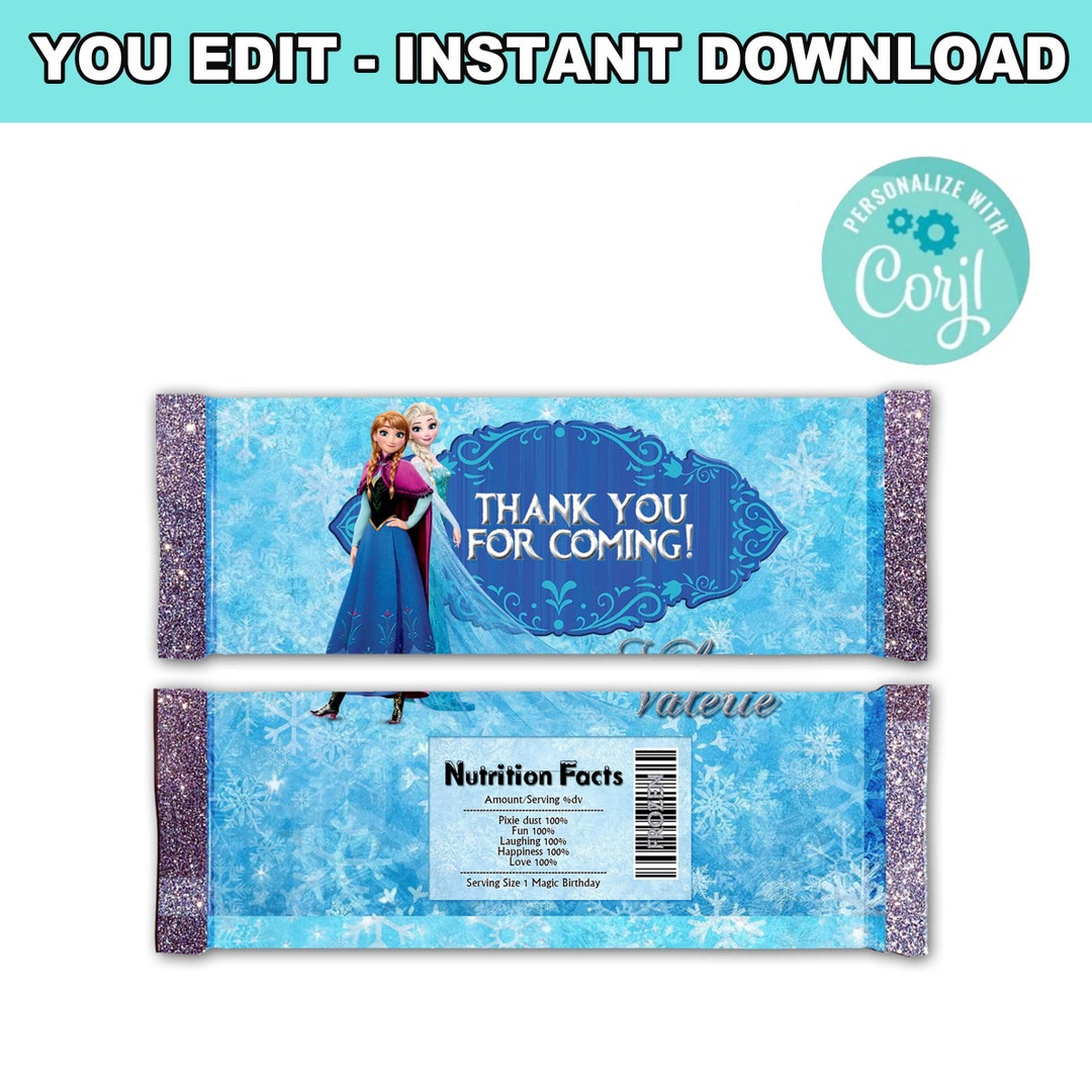 Frozen Candy Bar Labels | Self-editing | Instant Download - Etsy