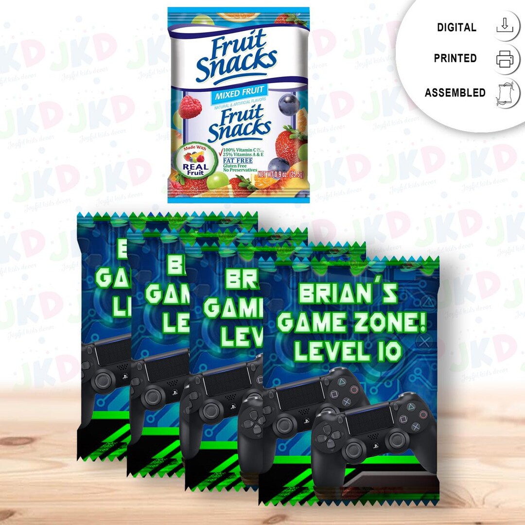 Video Game Fruit Snack Label Sticker for Kids Birthday Party Favor ...