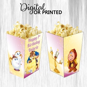 Beauty and the Beast Popcorn Box for Birthday Party Candy Snack Favor ...