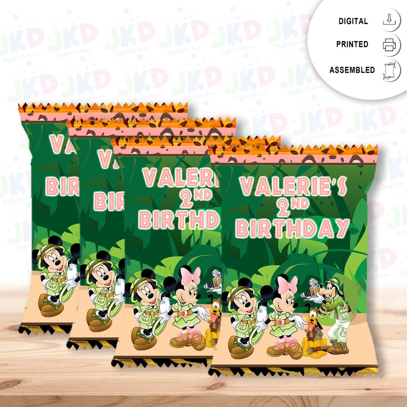 Minnie Mouse Safari Chip Bags Digital Stickers Or Finished Etsy