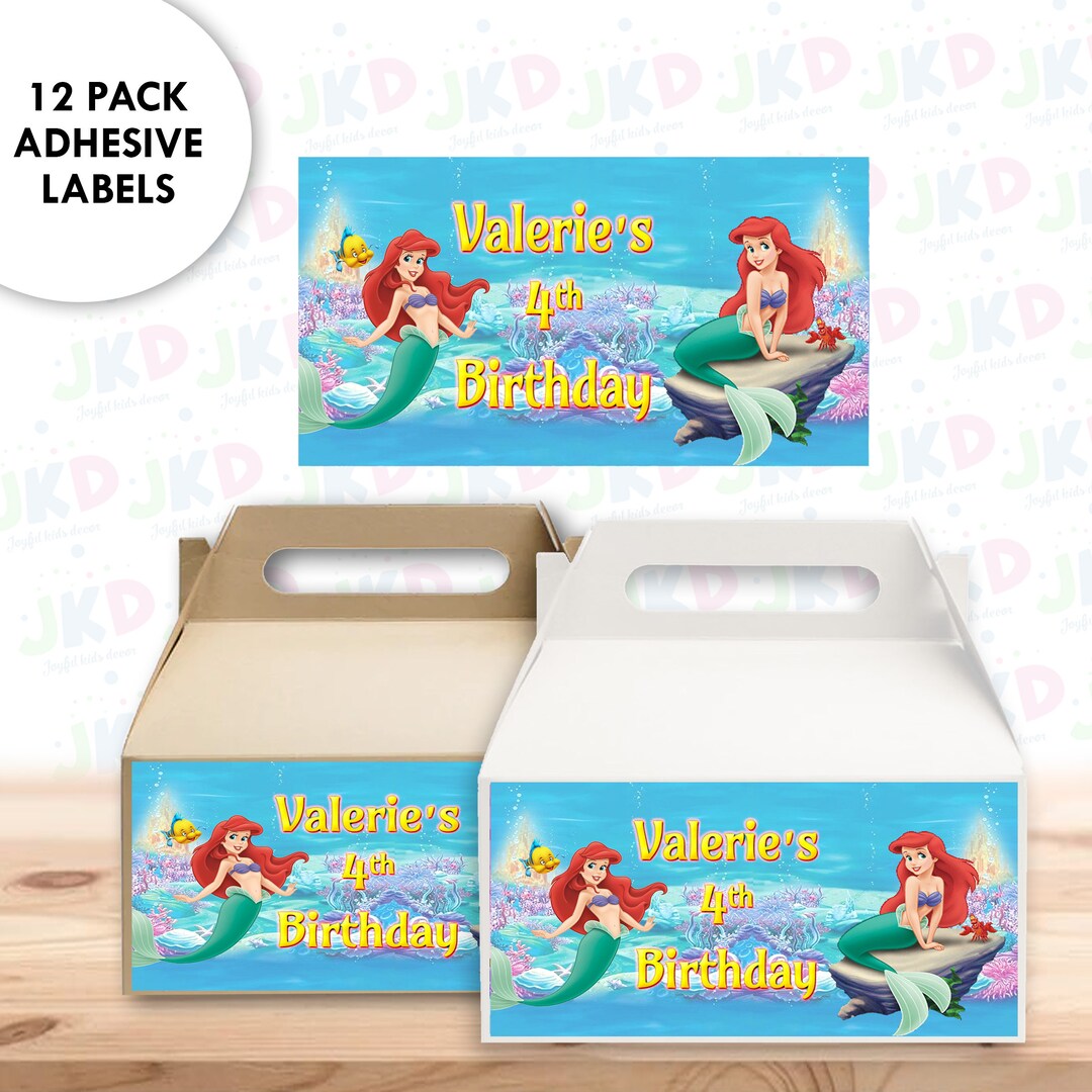 The Little Mermaid Gable Box Labels | 12-pack Stickers | Size 6x3.25in ...